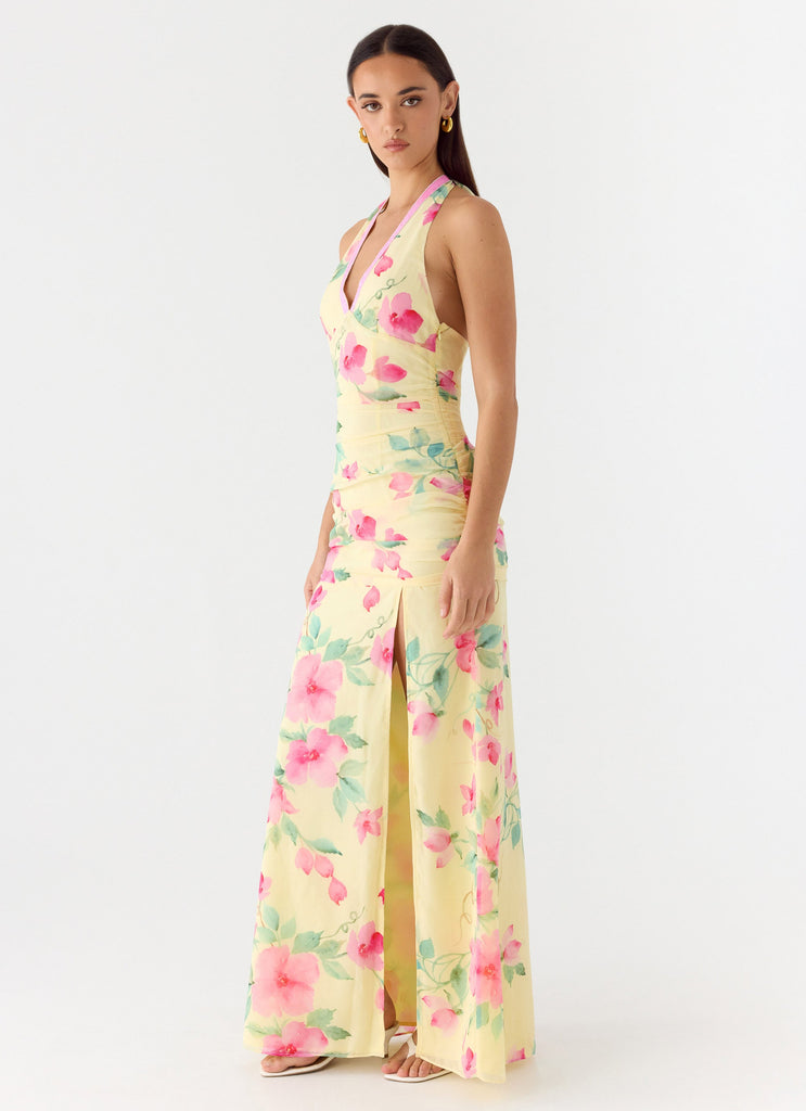 Colada Halter Maxi Dress - Lemon Soleil – Peppermayo Europe