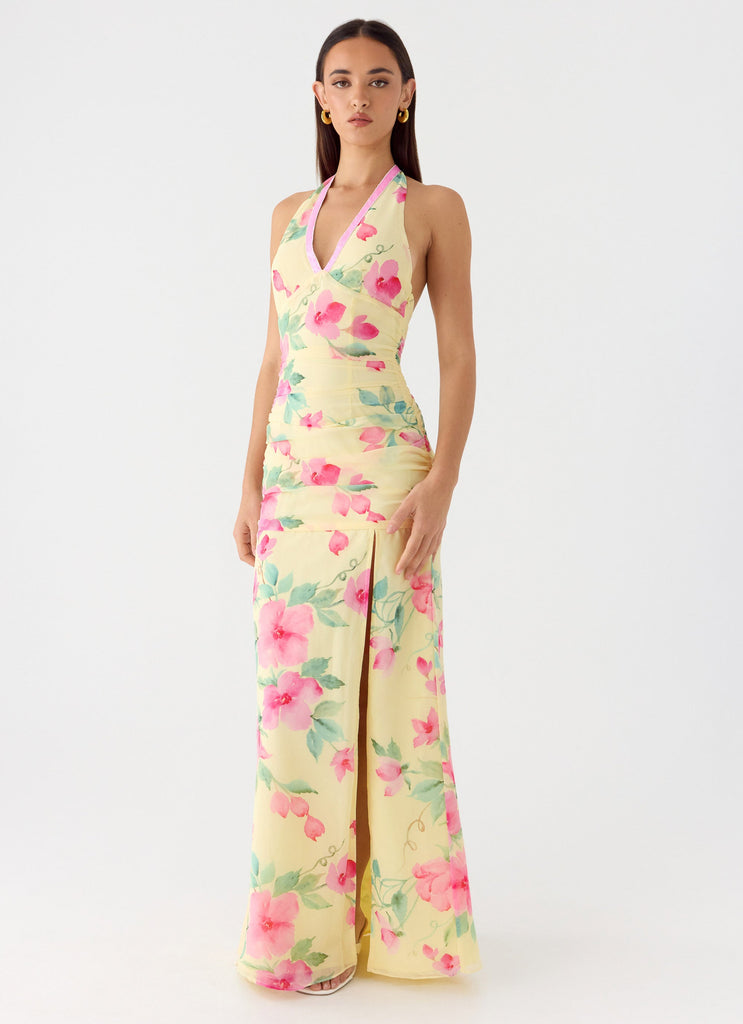 Colada Halter Maxi Dress - Lemon Soleil – Peppermayo Europe