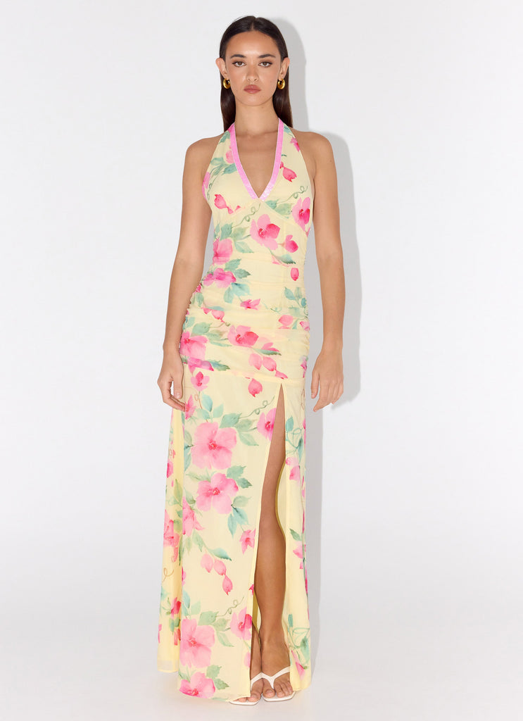 Colada Halter Maxi Dress - Lemon Soleil – Peppermayo Europe