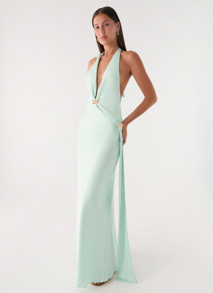 Eleni Halter Maxi Dress - Pistachio – Peppermayo Europe