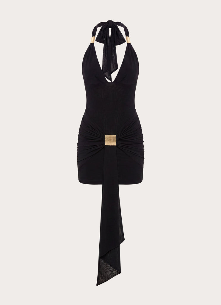 Miyah Halter Hardware Mini Dress - Black – Peppermayo Europe