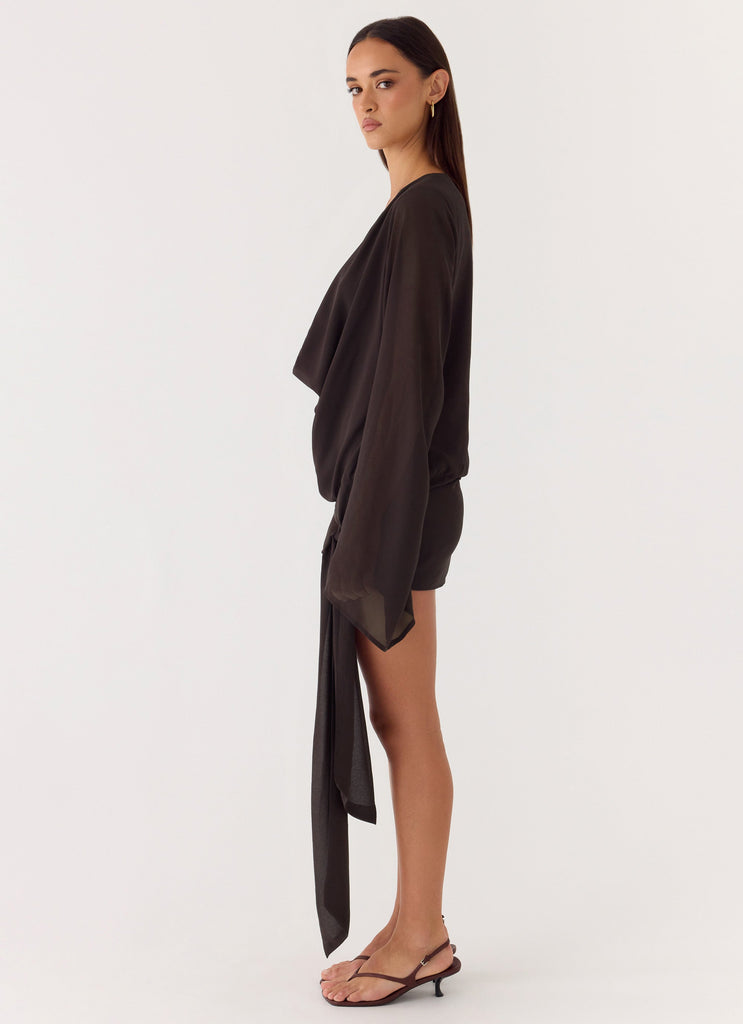 Sorrel Long Sleeve Mini Dress - Chocolate – Peppermayo Europe