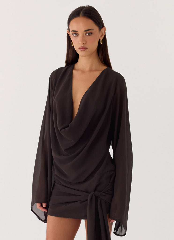 Sorrel Long Sleeve Mini Dress - Chocolate – Peppermayo Europe