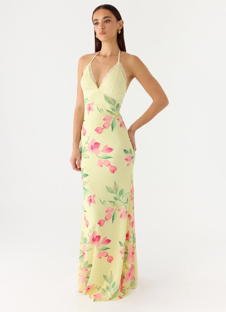 Takedown Halter Maxi Dress - Lemon Soleil – Peppermayo Europe