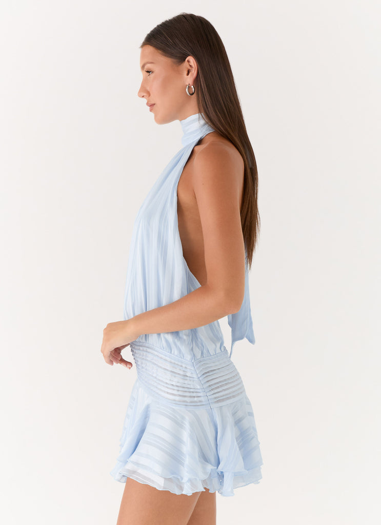 Willow Chiffon Mini Dress - Blue – Peppermayo Europe