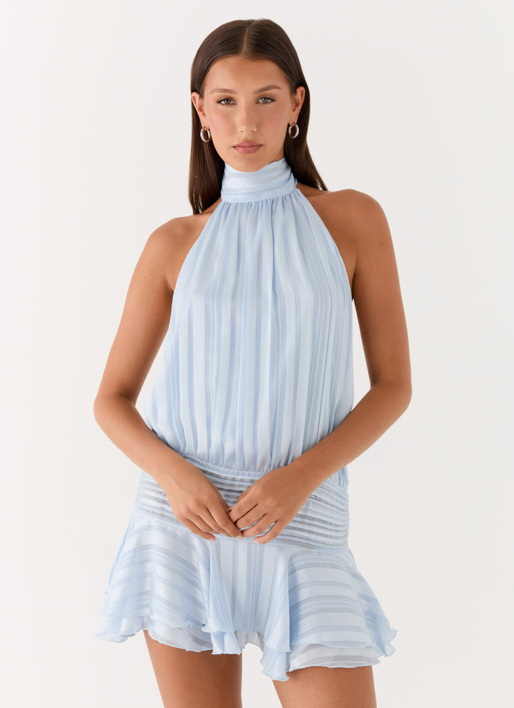 Willow Chiffon Mini Dress - Blue – Peppermayo Europe
